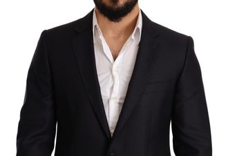 Dolce & Gabbana Mens Blue Pattern Martini Slim Fit 2 Piece Suit Wool