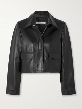 Nour Hammour Bleeker Cropped Paneled Leather Jacket - Black