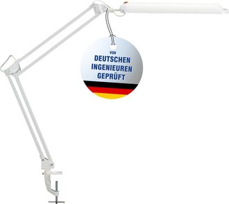 Maul LED Schreibtischlampe MAULatlantic | LED Lampe mit Klemmfuß | Tageslichtlampe mit 6500 K & 860 Lm | Lampe mit verstellbarem Leuchtenkopf | Geprüfte Si