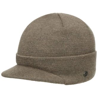 Lierys Fine Merino Strickcap Damen Herren Winterm&uuml;tze aus Merinowolle M&uuml;tze mit Schirm Herbst Winter braun One Size