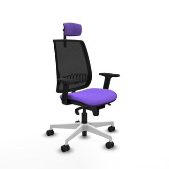 Piqueras y Crespo Alares hoher Schreibtischstuhl mit 2D-Armlehnen, h&ouml;henverstellbarer Lendenwirbelst&uuml;tze und h&ouml;henverstellbarem Kopfteil, 5 Positionen, Schwarz / Lila