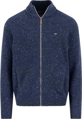 Fynch-Hatton Cardigan en laine m&eacute;lang&eacute;e avec fermeture &eacute;clair et col montant, bleu marine, XL