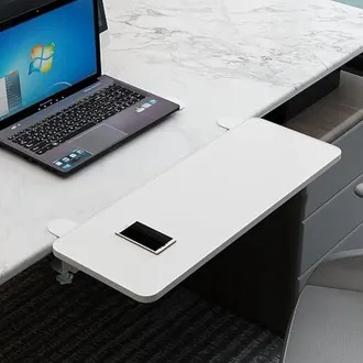 Generic Rallonge de Bureau Pliable avec Plateau Clavier en Bois 52/65/75 x 25 cm, soulage la Fatigue et am&eacute;liore Posture, for rallonge Table Bureau/d&eacute;cole(Whi