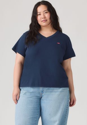 Levi's Plus V-Shirt LEVIS PLUS V NECK TEE, Damen, Gr. XXXL (54/56), navy blazer, Jersey, Obermaterial: 100% Baumwolle, figurumspielend h&uuml;ftlang, V-Ausschnitt, Shi