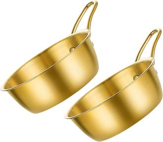 Aboofan 2stücke Goldfarbene Edelstahl Koreanische Reisschalen Mit Henkel Multifunktionale Weinschalen Für Suppe Dip Soße Und Kalte Speisen Robust Für Zuhause 
