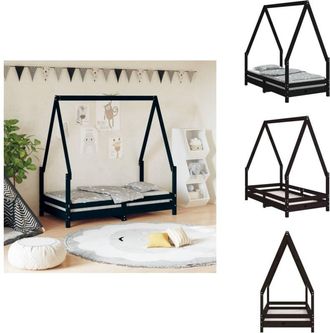 vidaXL Vidaxl - Cadre de lit pour enfant noir 70x140 cm bois de pin massif - Lit Bébé - Lit Enfant - Cadre De Lit - Bois De Pin - Design Maison