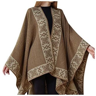 Generic Poncho Femme Hiver Chaud Chale Femme Hiver Chaud Cape Femme Effet enveloppant Cape Imprim&eacute;e Tendance Double &Eacute;paisseur Confort Saison Froide