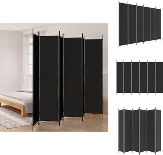 vidaXL 6-tlg. Paravent Schwarz 300x220 cm Stoff - Paravent - Raumteiler - Zimmerabtrennung - Sichtschutz - Wanddeko