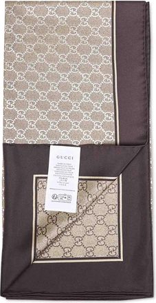 Gucci Silk Twill GG Lam&eacute; Scarf - Brown