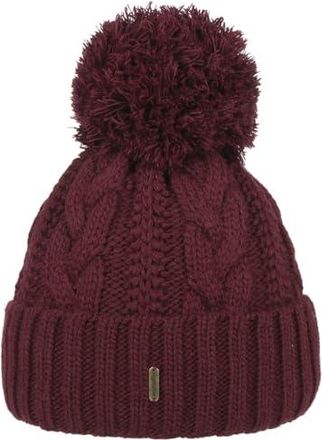 Mcburn Bonnet a Pompon Giant Femme - Made in Italy pour lhiver Bonnets &agrave; en Tricot avec Revers, Doublure, Doublure Automne-Hiver - Taille Unique Bordeaux