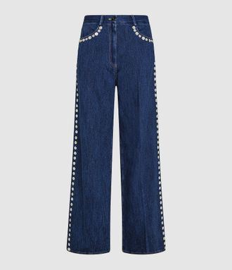 Forte_Forte Jean Cotton Denim Cavalry Embroidered Indigo