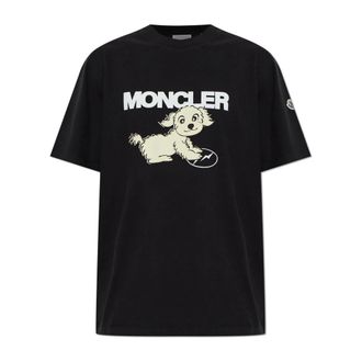 Moncler T-shirt en coton avec logo - Homme - Tops - Noir - Taille: M