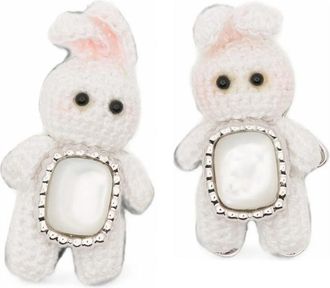 Yvmin Bunny-motif Sterling Silver Earrings