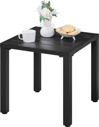 Yaheetech Beistelltisch Garten Outdoor-Tisch aus Metall Quadratischer Gartentisch Kompakter Tisch 45&times;45&times;45,5 cm LxBxH, Schwarz