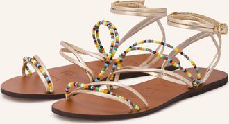 Maneb&igrave; Maneb&iacute; Sandalen Mit Schmuckperlen gold