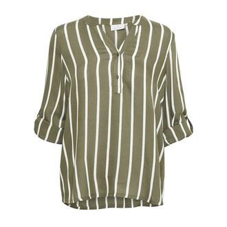 Kaffe Gestreifte Bluse Grape Leaf/Chalk - - Blouses & Shirts - Damen - Gr&uuml;n - 2XL