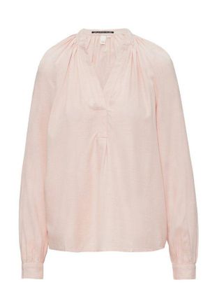 QS by s.Oliver Langarmbluse Bluse Melierte Viskosebluse mit Raffung