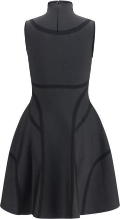 Alexander McQueen Anatomy-Line Jacquard Dress - Black