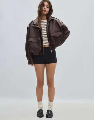 Stradivarius veste oversize marron