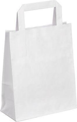 Generic Carton de 50 sacs kraft blanc poignées plates 22 x 18 x 8 cm