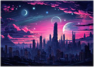 Wallario Rutschfester, Teppich mit Motiv - Fußmatte Galaxie in der Abenddämmerung, Größe 50 x 70 cm - flachgewebt