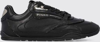 Pinko Yulia Low-Top-Ledersneaker mit gedrucktem Logo und gepolstertem Kn&ouml;chel