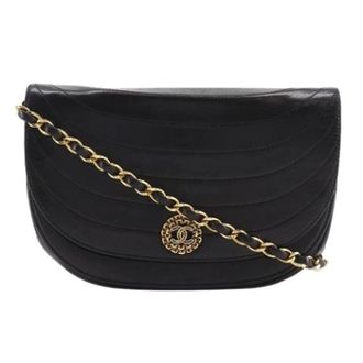 Chanel Sac &agrave; bandouli&egrave;re vintage en cuir Pre-owned - Femme - Pre-owned - Noir - Taille: ONE Size