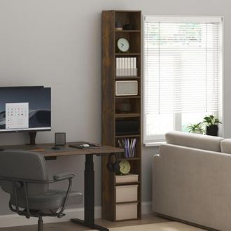 Furinno PASIR B&uuml;cherregal, 10-st&ouml;ckiges B&uuml;cherregal, Regal mit offenen Regalen, 23,5(T) x 30,0(B) x 200,0(H) cm, f&uuml;r Wohnzimmer, Schlafzimmer, Home Office, Am