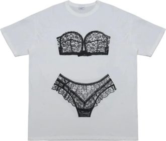 Vaquera Femme, Tops, Blanc, Taille: 40 FR T-shirt &agrave; imprim&eacute; Trompe-loeil