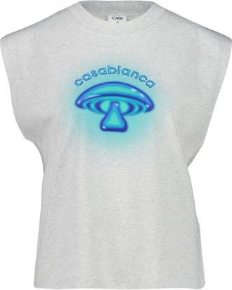 Casablanca mushroom-graphic sleeveless top - Grau