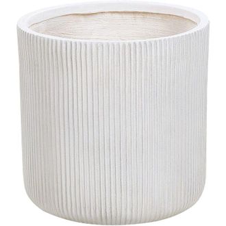 Beliani Pot de Fleurs Blanc Cass&eacute; en Fibres dArgile Rond Cache-Pot 37 x 37 x 37 cm Oreoi
