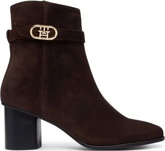Tommy Hilfiger Stiefeletten Th Strap Suede Block Heel Boot FW0FW09521 Dunkelbraun