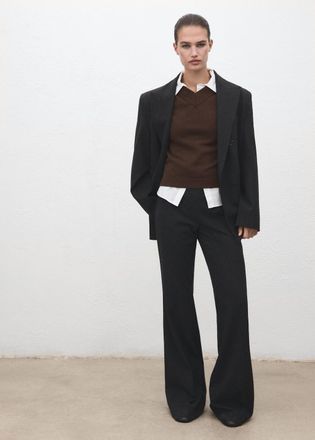 Mango Strickpullover mit V-Ausschnitt schokolade - Damen - XS - MANGO