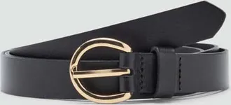 Mango Ceinture cuir boucle ovale marron - Femme - S - MANGO