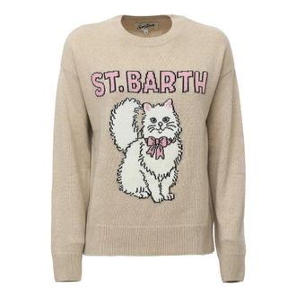 MC2 Saint Barth Tricot col rond Tessa - Femme - Pulls - Beige - Taille: 38 FR
