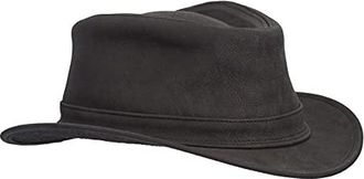 Walker and Hawkes Chapeau Fedora - Cuir de Vachette - Bord étroit - Noir - S (57cm)