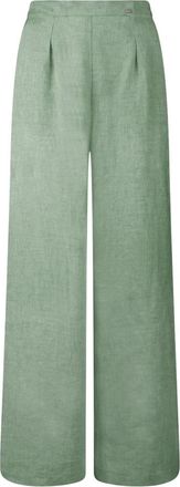 Bomboogie Femme, Pantalons, Vert, Taille: 42 FR Pantalon Palazzo en Lin