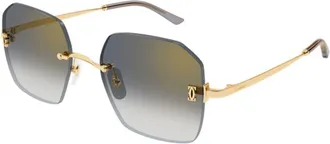 Cartier CT0591S Square Rimless Sunglasses - Gold