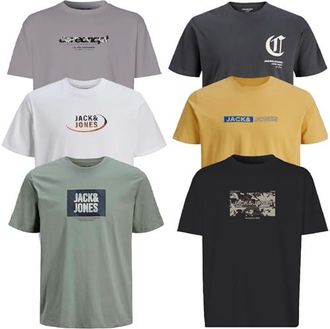Jack & Jones Oy-3s Lot de 6 t-shirts &agrave; col rond pour homme, Lot de 6, M