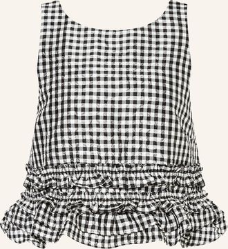 Ganni Blusenop Mit Rüschen schwarz