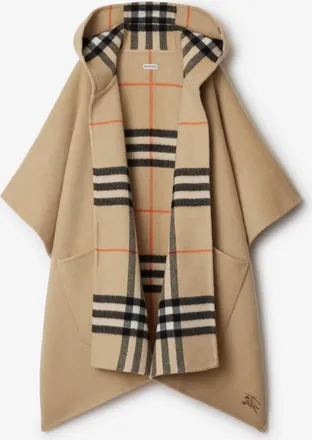 Burberry Wendbares Kaschmircape in Check, Size: OS