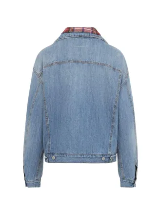 Maison Margiela Denim with Plaid Collar Jacket - Blue