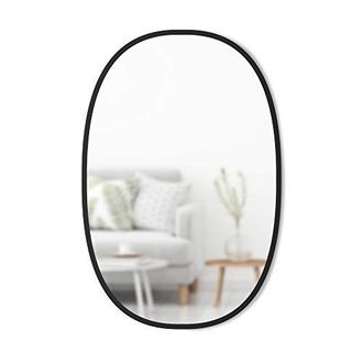 Umbra Hub Miroir Mural Oval Avec Cadre En Caoutchouc Pour Salon, Salle De Bain, Chambre, Entrée et Bien Plus Encore, Noir, 61x91cm