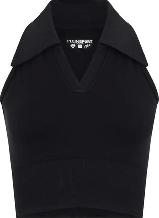 Plein Sport Femme, Tops, Noir, Taille: 38 FR Polo Neck Cropped Top