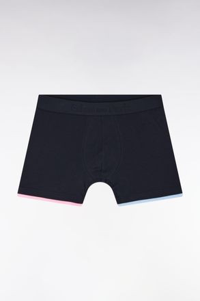 Eden Park Boxer En Jersey De Coton Stretch Uni Marine &Agrave; Bordures Ray&eacute;es