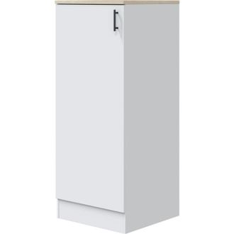 PEGANE Colonne armoire de cuisine avec 1 porte coloris blanc brillant/ch&ecirc;ne canadien- hauteur 148 x longueur 60 x profondeur 60 cm