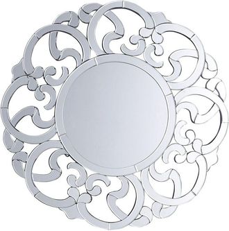 Beliani Beliani - Wandspiegel Silber MDF-Platte Glas Rund 70 cm Glamour