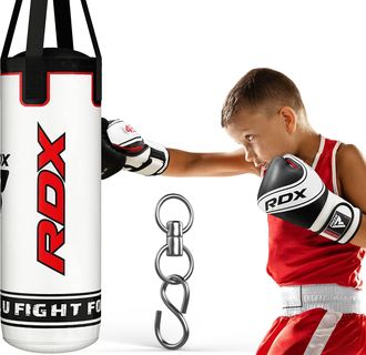 RDX Sports Gef&uuml;llt Boxsack Kinder,60CM H&auml;ngend Box Set f&uuml;r Kickboxen Boxen MMA Karate Muay Thai, Maya Hide Leder Punchings&auml;cke f&uuml;r Jungen M&auml;dchen, Kids Punching 