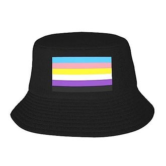 Generic Chapeau De Seau Unisexe Drapeau De La Fiert&eacute; Trans Non Binaire LGBTQ Chapeau De P&ecirc;che &Eacute;t&eacute; Pliable Bonnet De Soleil, pour De P&ecirc;che, La Randonn&eacute;e, Le Ca