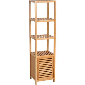 HOMCOM Homcom - Badezimmerschrank schmal, Hochschrank Toilettenschrank mit 3 offenen F&auml;chern, Badschrank Bambus f&uuml;r kleine R&auml;ume, Wohnzimmer, Badezimmer 36